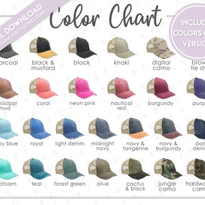 Semi-editable Adams OL102 Color Chart • Distressed Ollie Cap Color ...