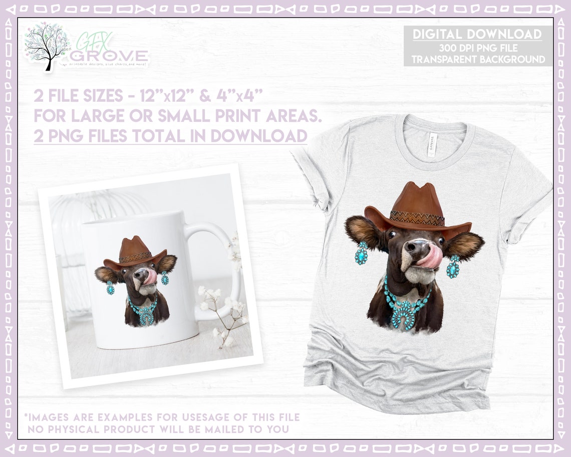 Cowgirl Cow Print File Cowgirl Cow Sublimation Design Cow - Etsy