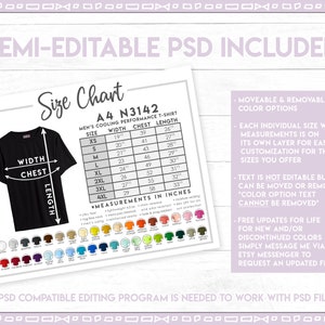 Semi-editable A4 N3142 Size + Color Chart • A4 Cooling Performance T ...