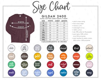 Gildan 2400 Size Chart - Etsy