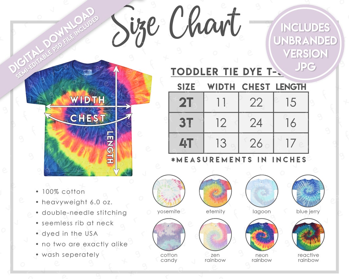 Semi-editable Colortone 1160 Size Color Chart Toddler - Etsy