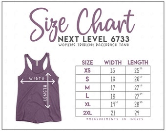 Next Level Chart Next Level 6733 Size Chart Racerback Tank Top Size ...