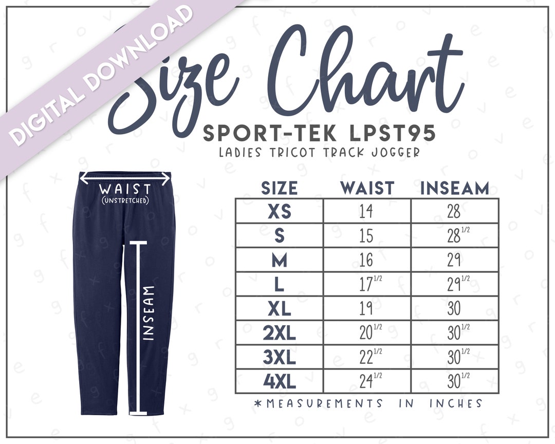 Sport-tek LPST95 Size Chart • Sport-tek Ladies Tricot Track Jogger ...