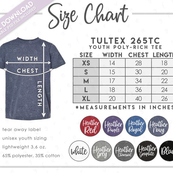 Tultex Size Chart - Etsy