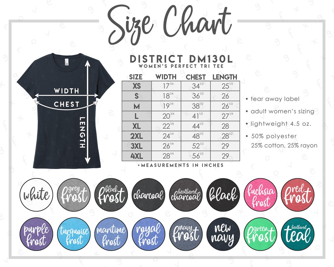 District DM130L Size Color Chart District Women's Perfect Tri Tee Size ...