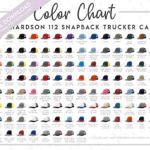 Semi-editable Richardson 112 Color Chart • Richardson Snapback Trucker ...