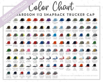 Fully-editable Richardson 112 Color Chart • Richardson Snapback Trucker ...