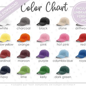 Semi-editable Richardson 320 Color Chart • Richardson Washed Chino Cap ...
