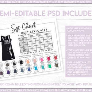 Semi-editable Next Level 6733 Size + Color Chart • Next Level Triblend ...