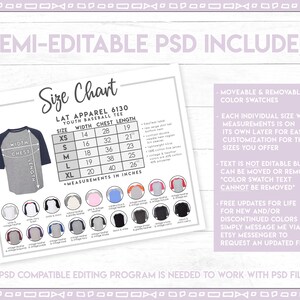 Semi-editable LAT Apparel 6130 Size + Color Chart • LAT Apparel Youth ...