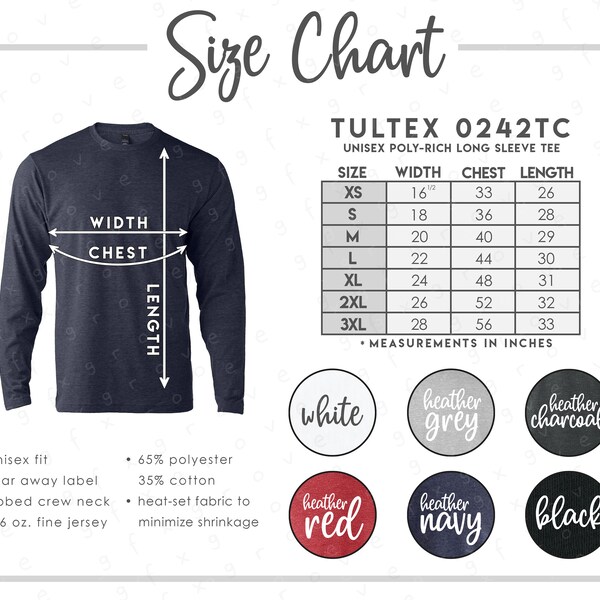 Tultex Size Chart - Etsy