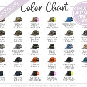Semi-editable Richardson 112P Color Chart • Richardson Printed Trucker ...