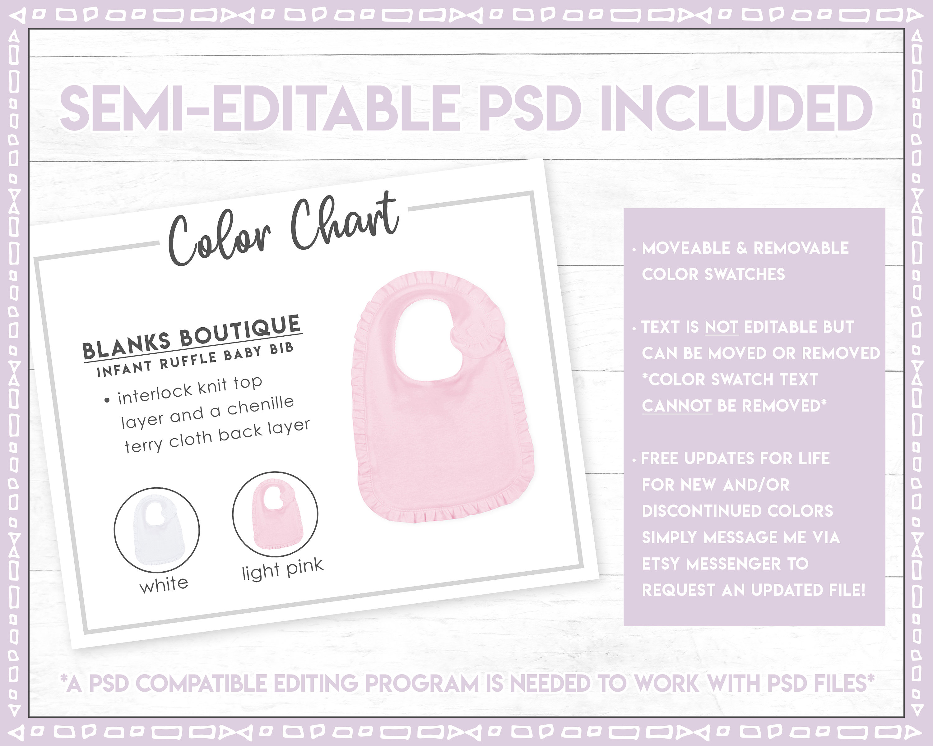 Tabla de colores de babero de bebé semi-editable de Blanks - Etsy México