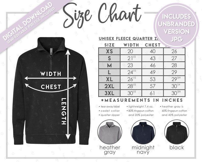 Semi-editable Next Level 9643 Size + Color Chart • Next Level Size ...