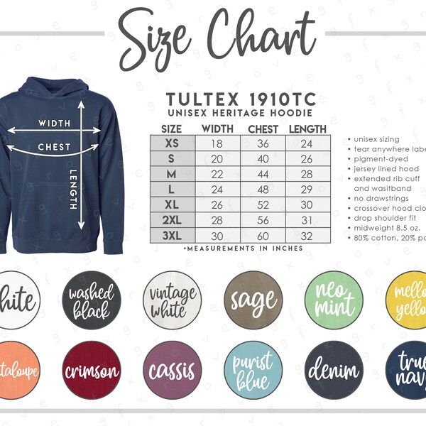 Tultex Size Chart - Etsy