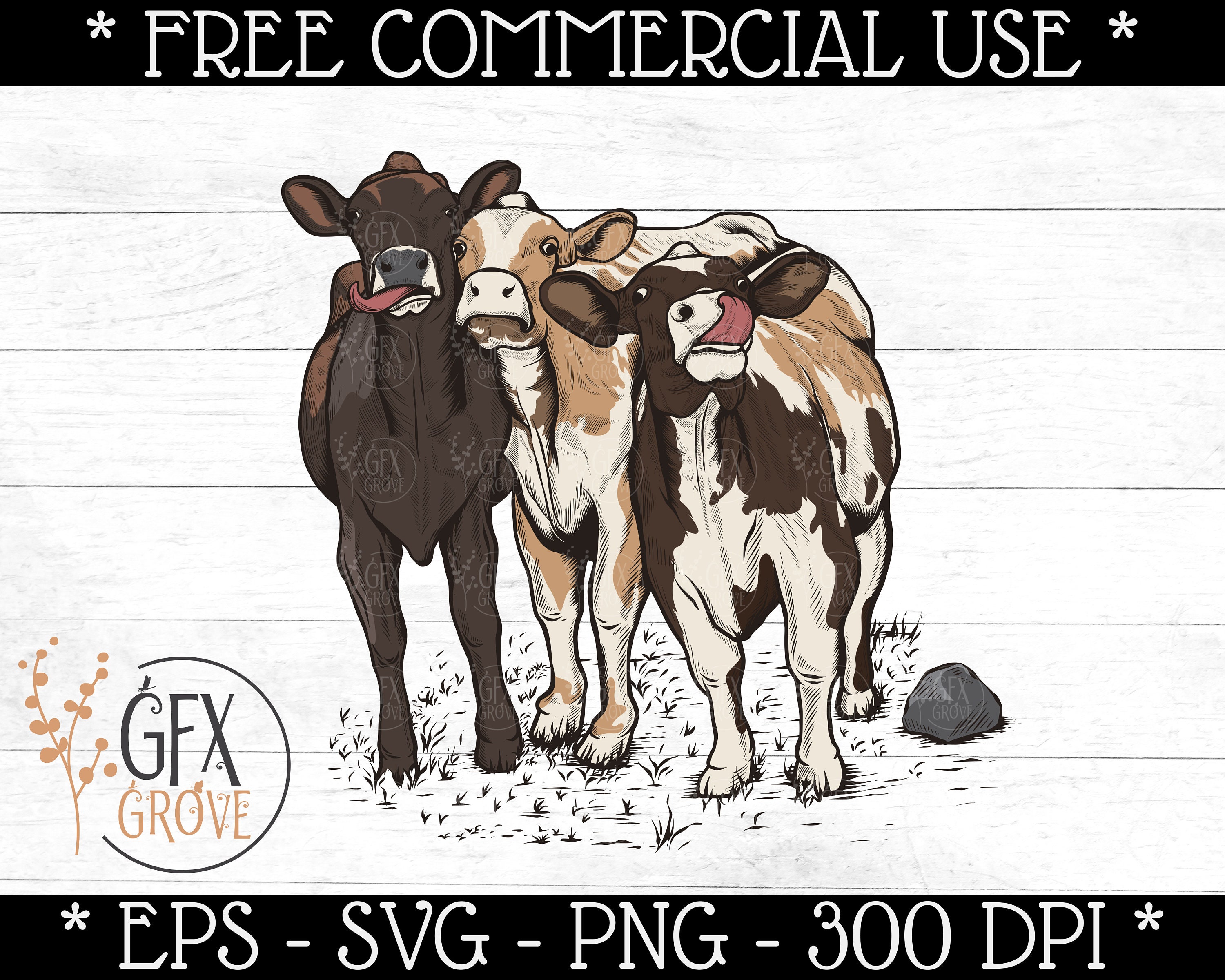 3 Cows SVG - Heifers Vector File - Cows Clipart - Cow Sublimation ...