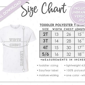 Sublivie 1310 Size Chart • Sublivie Toddler Sublimation Tee Size Chart ...