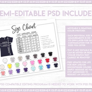 Semi-editable LAT Apparel 3580 Size + Color Chart • LAT Apparel Ladies ...
