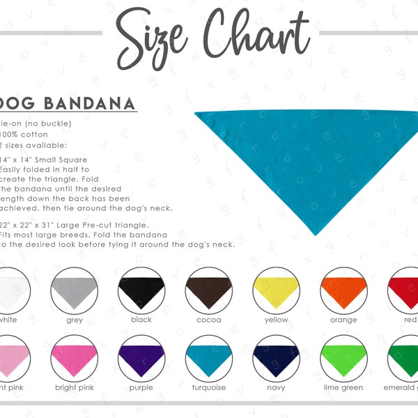 Dog Bandana Size Chart - Etsy