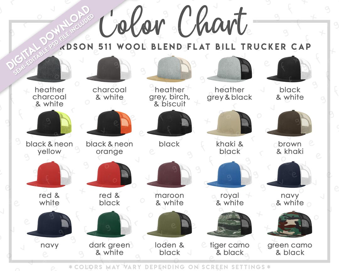 Semi-editable Richardson 511 Color Chart • Richardson Wool Blend Flat ...