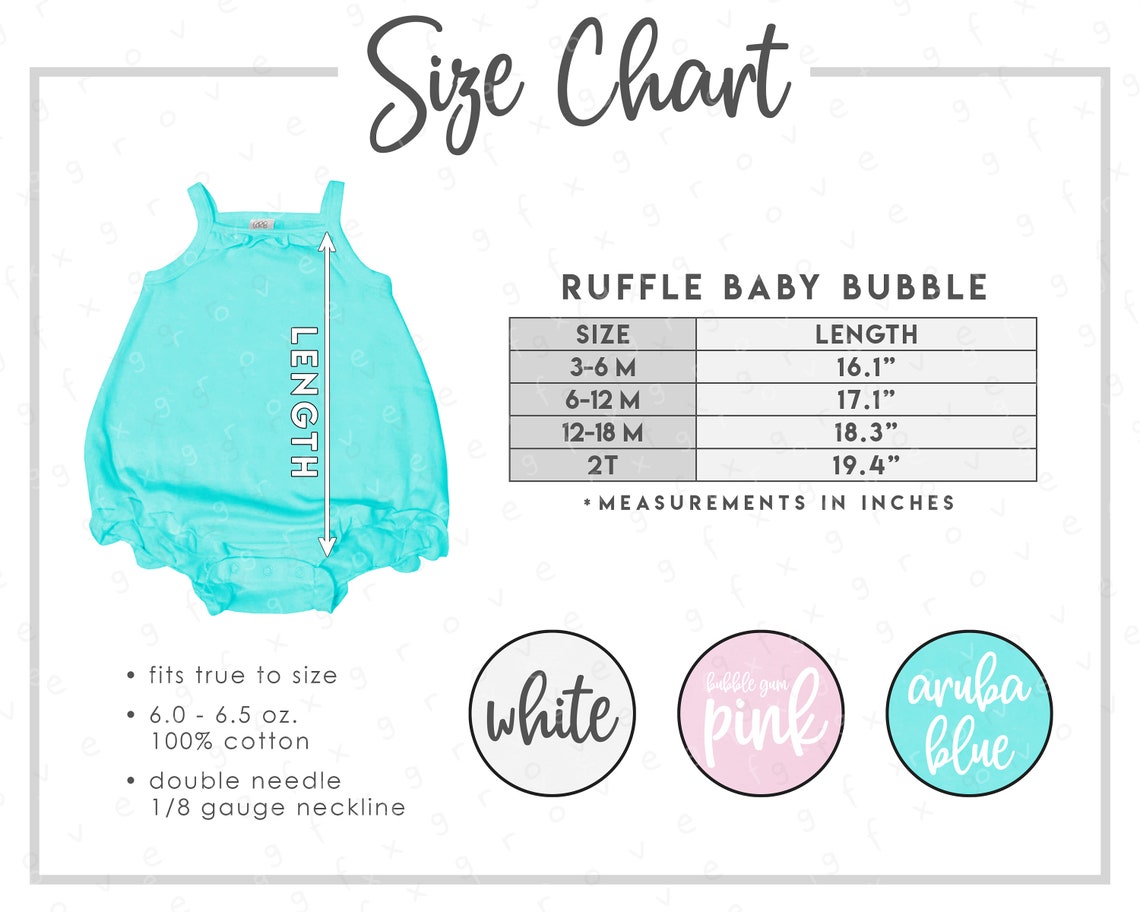 ARB Blanks Ruffle Baby Bubble Size Color Chart 3 COLORS - Etsy