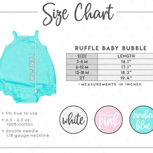 ARB Blanks Ruffle Baby Bubble Size + Color Chart • 3 COLORS • Baby ...