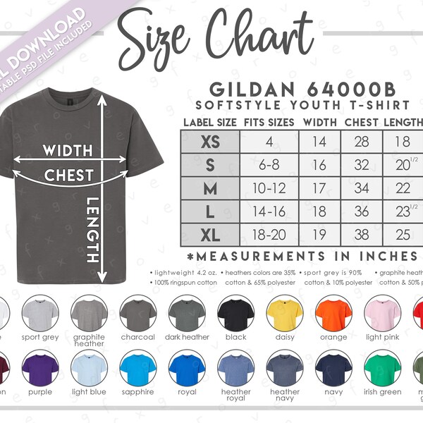 Gildan Softstyle Chart Color - Etsy