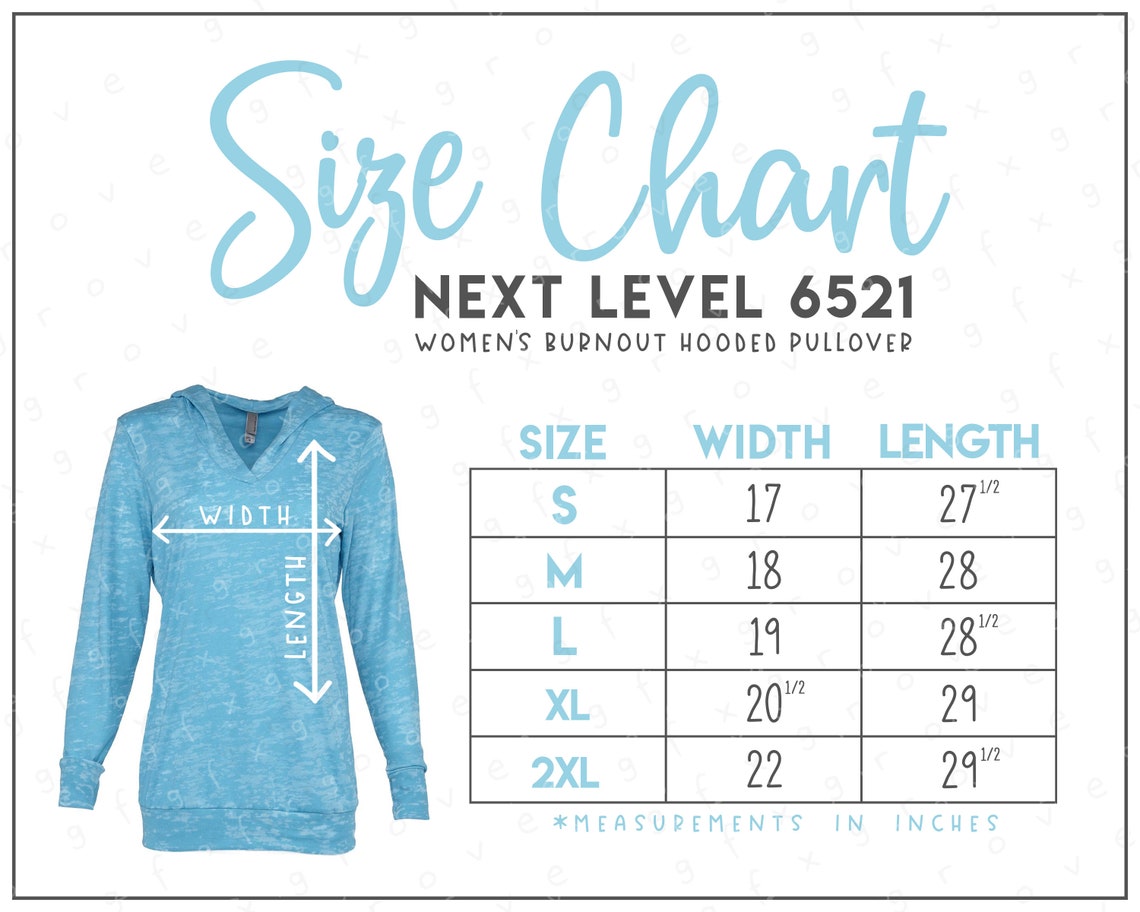 Next Level 6521 Size Chart Next Level Women's Burnout - Etsy