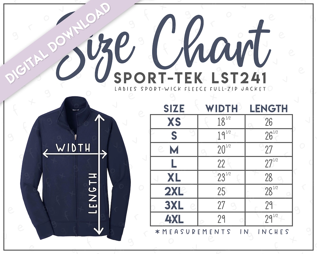Sport-tek LST241 Size Chart • Sport-tek Ladies Sport Wick Fleece Full ...