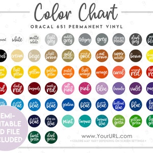 Oracal 651 Permanent Vinyl Color Chart • 64 COLORS • Semi-editable PSD ...