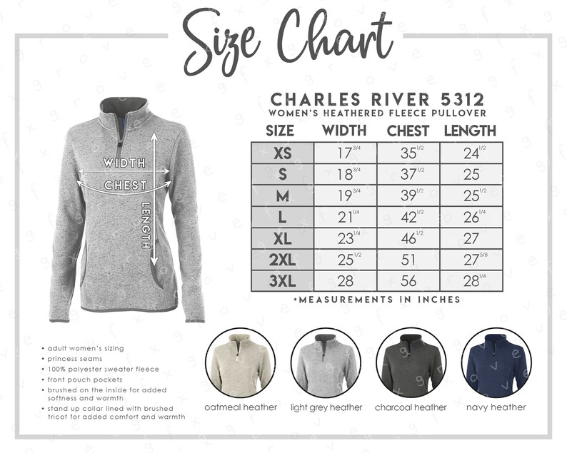 Charles River 5312 Size + Color Chart • 4 COLORS • Charles River Women ...