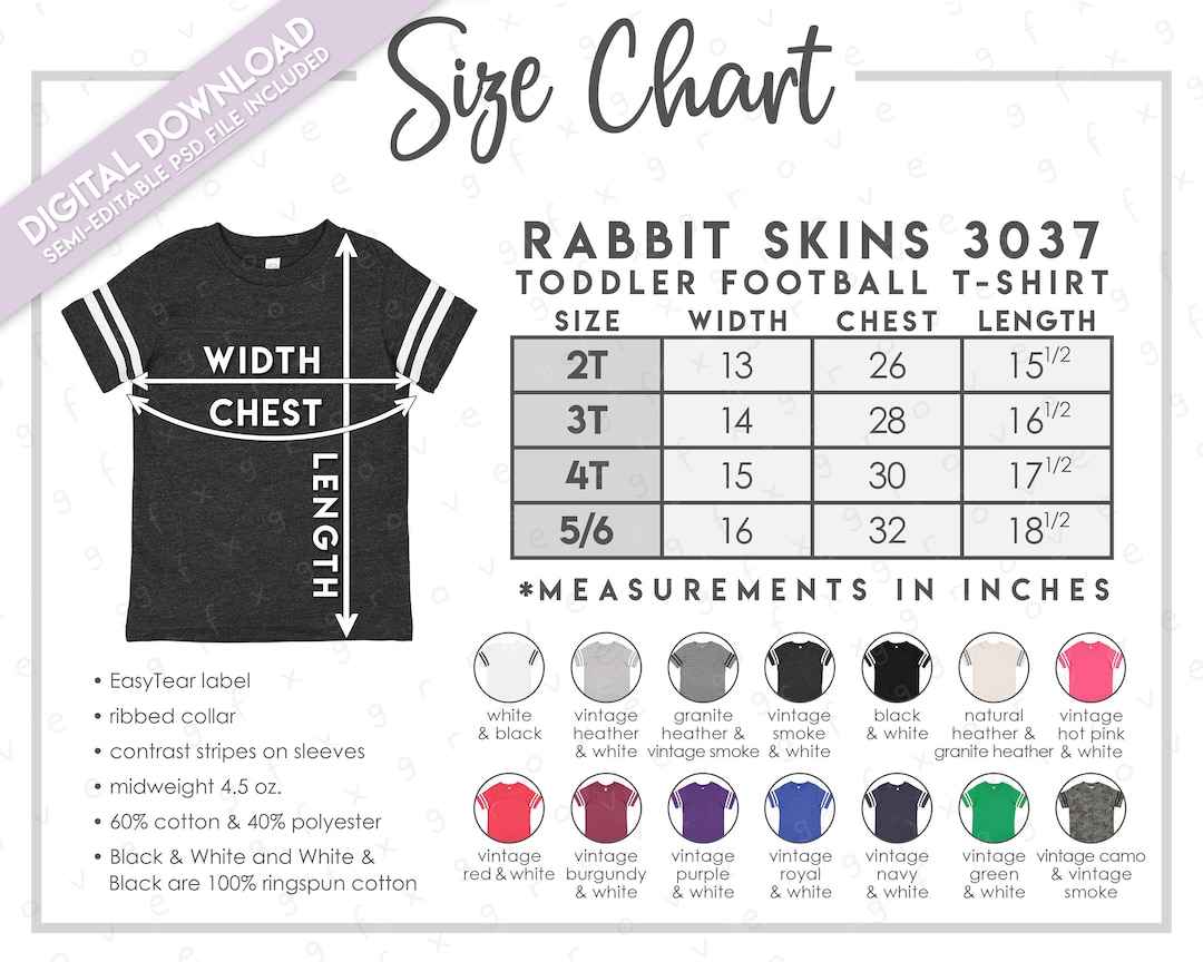 Semi-editable Rabbit Skins 3037 Size + Color Chart • Rabbit Skins ...