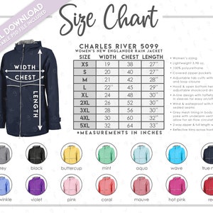 Semi-editable Charles River 5099 Size + Color Chart • Charles River ...