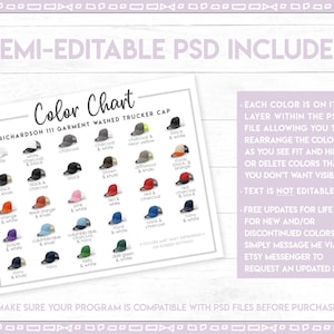Semi-editable Richardson 111 Color Chart • Richardson Garment Washed ...
