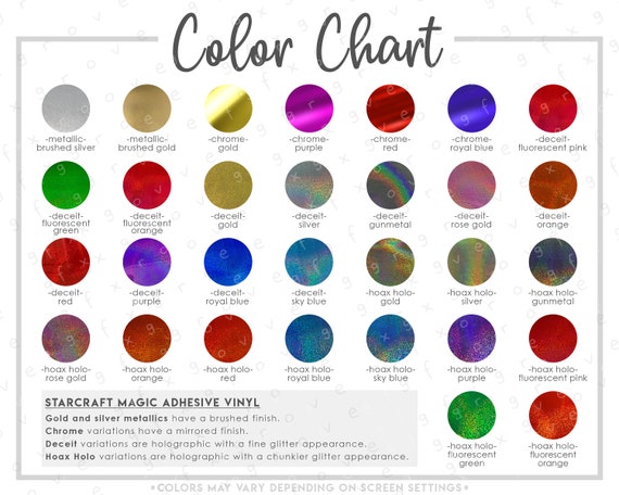 Starcraft Magic Adhesive Vinyl Color Chart Starcraft Vinyl - Etsy