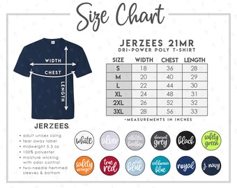 21m Jerzees Size Chart - Etsy