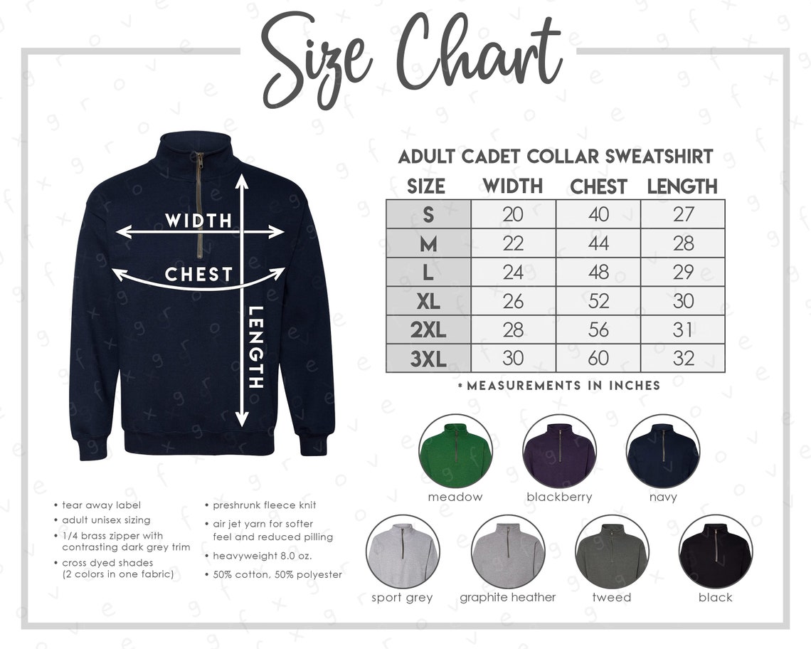 G188 Size Chart + Color Chart (2 Versions Included) • 7 COLORS • 18800 ...