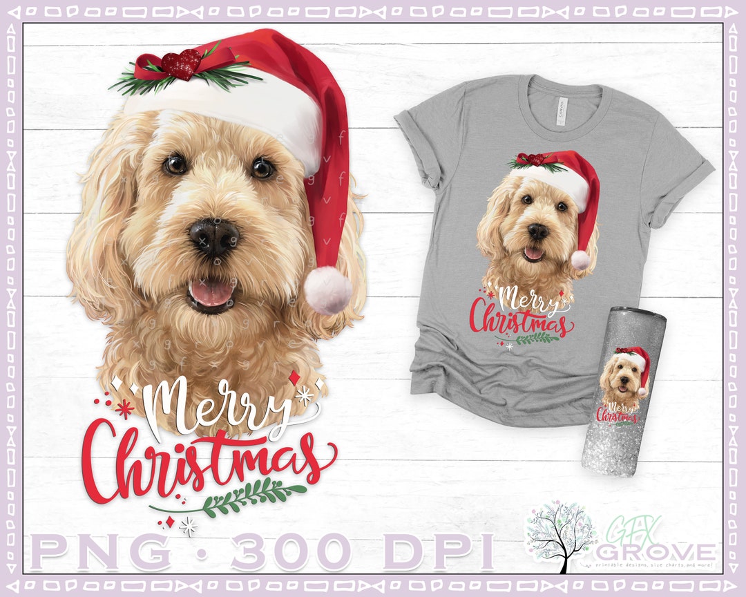 Merry Christmas Doodle Painting • Goldendoodle PNG • Labradoodle PNG ...