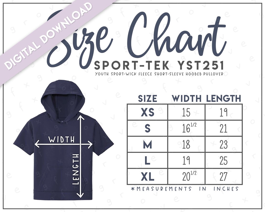 Sport-tek YST251 Size Chart • Sport-tek Youth Sport Wick Fleece Short ...