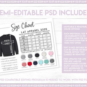 Semi-editable LAT Apparel 2225 Size + Color Chart • LAT Youth Elevated ...