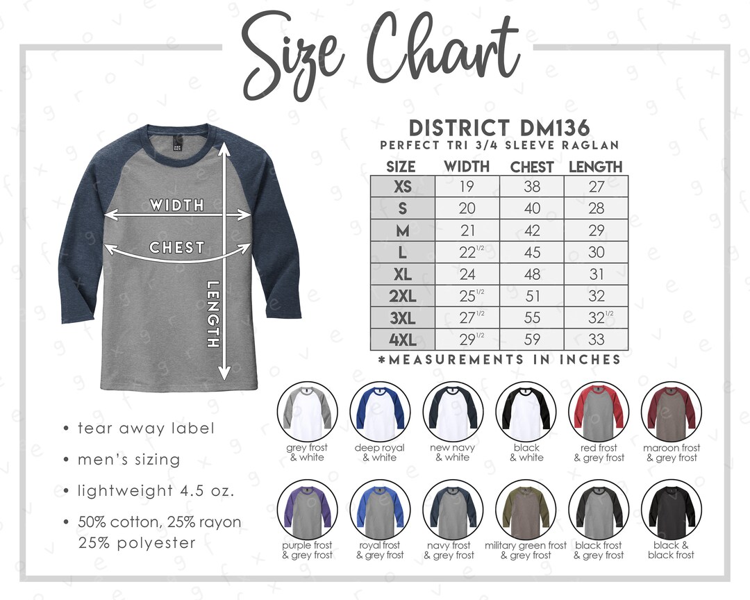 District DM136 Size + Color Chart • 12 COLORS • District Perfect Tri 3/ ...