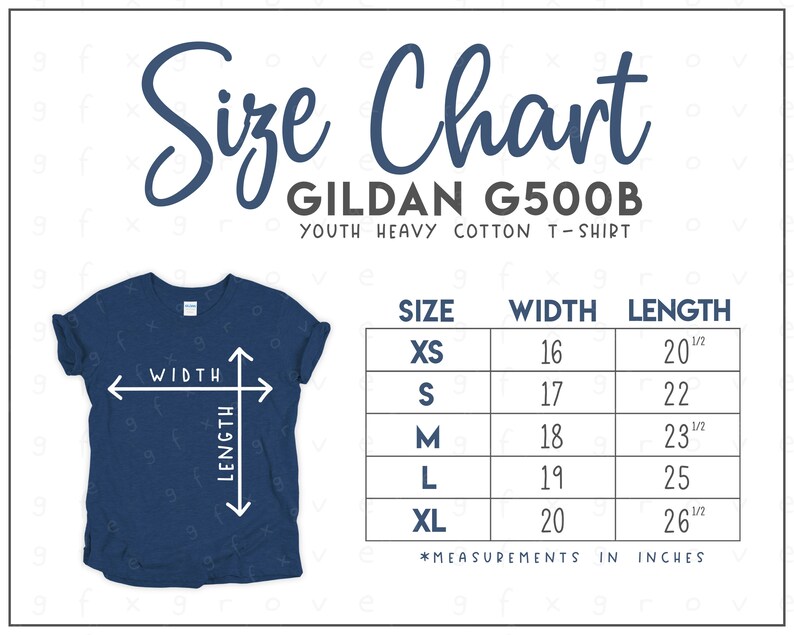 G500B Size Chart (2 Versions Included) • Youth Heavy Cotton T-shirt ...