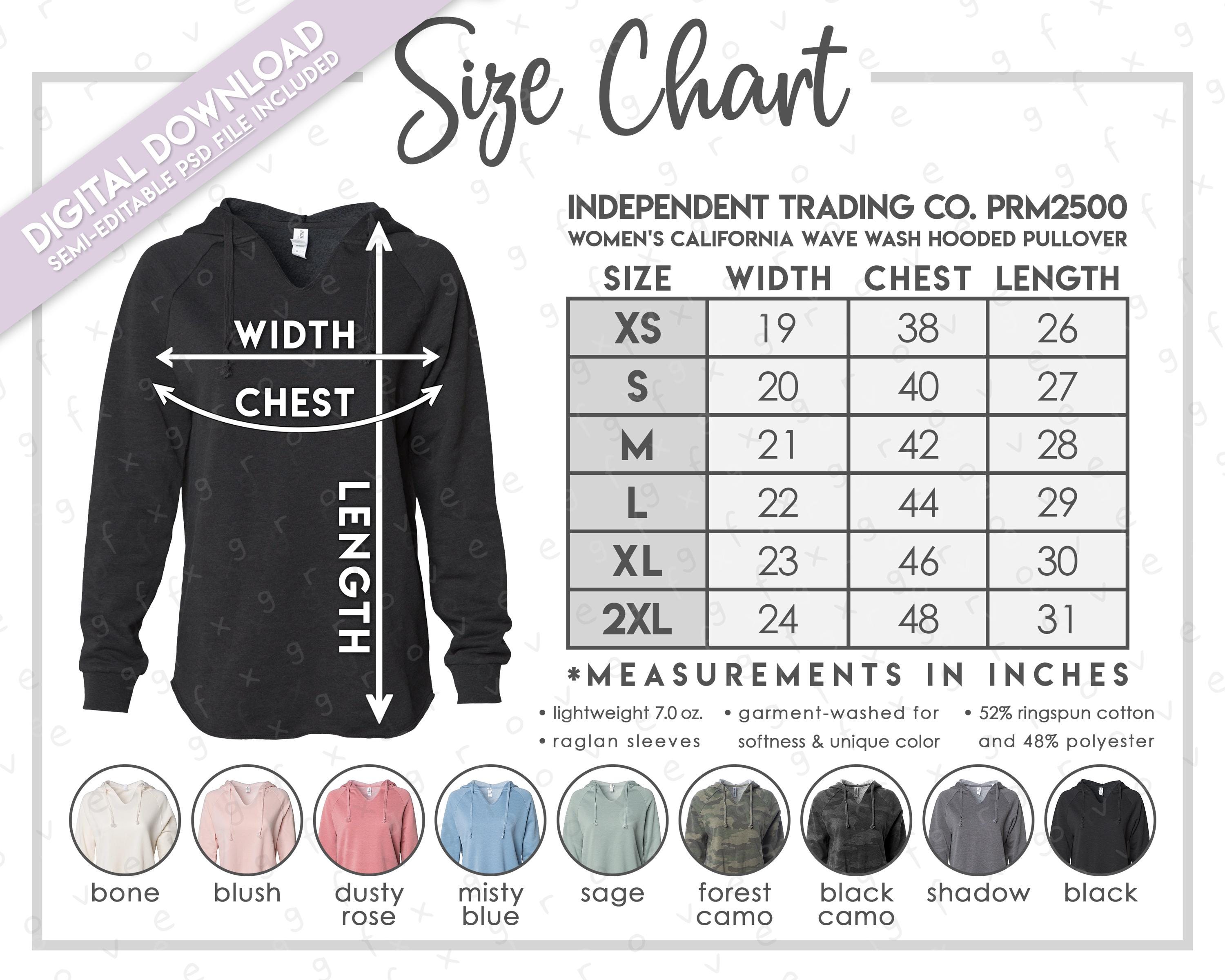Semi-editable PRM2500 Size + Color Chart • Women's California Wave Wash ...