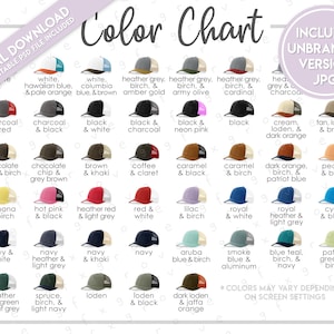 Semi-editable Richardson 115 Color Chart • Richardson Low Pro Trucker ...