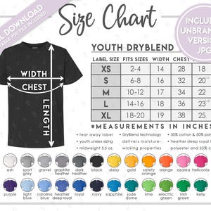 Semi-editable 8000B Size Chart + Color Chart • 8000B Youth Dryblend T ...