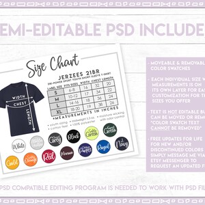 Semi-editable Jerzees 21BR Size + Color Chart • Jerzees Dri Power Sport ...