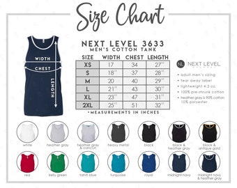 Men Tank Top Size Chart - Etsy
