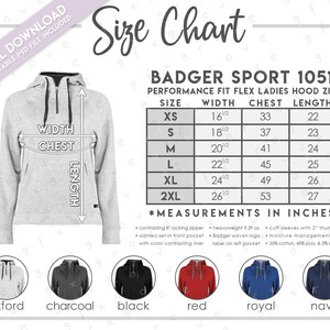 Semi-editable Badger Sport 1051 Size + Color Chart • Badger Performance ...