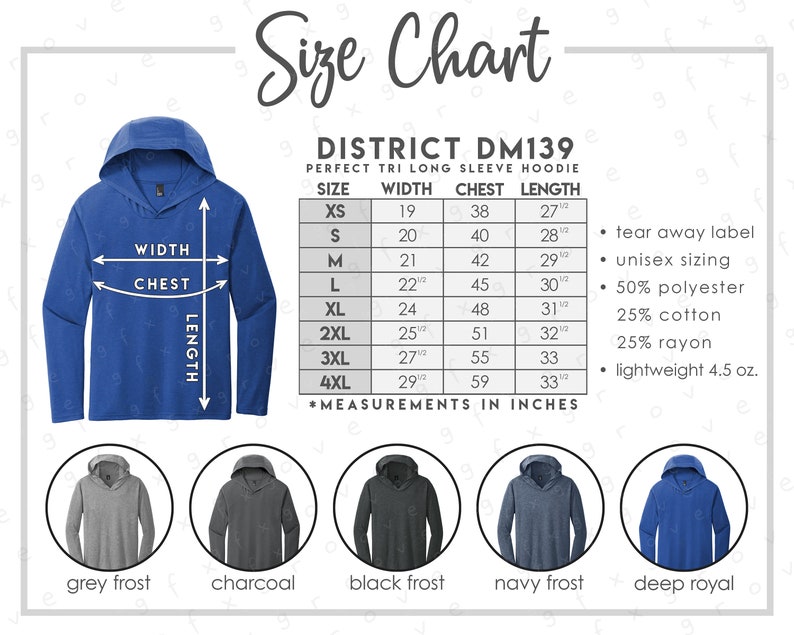 District DM139 Size Color Chart District Perfect Tri Long | Etsy
