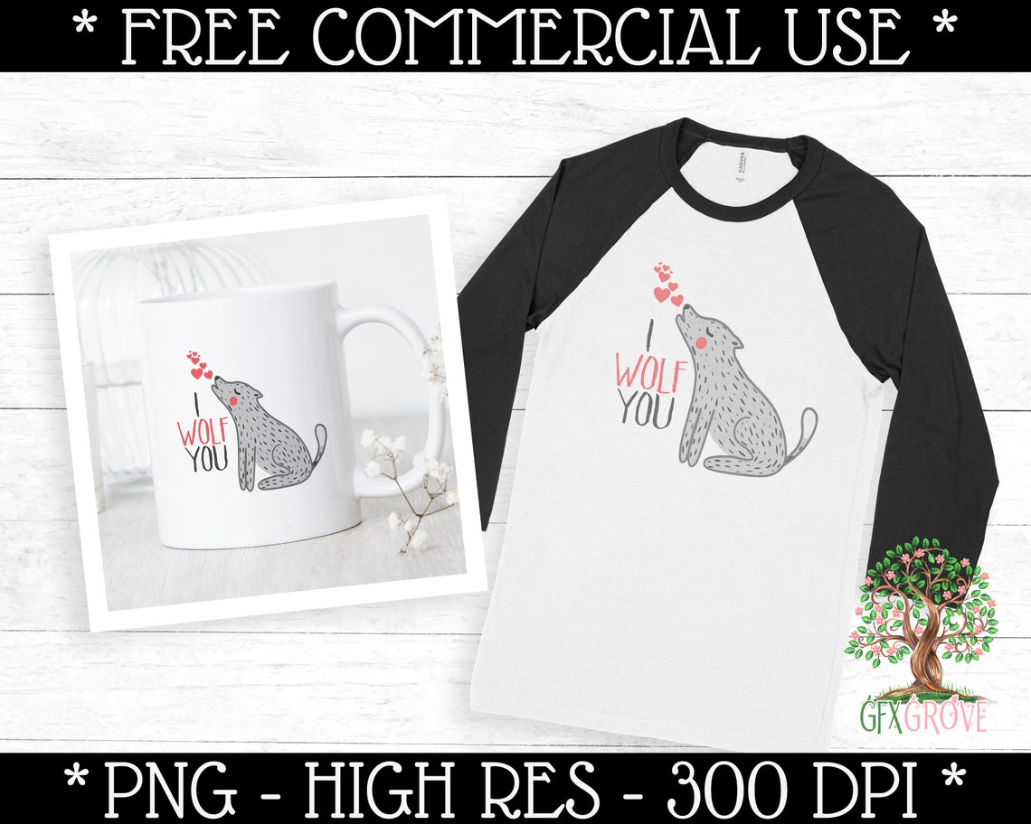 I Wolf You Print File - I Wolf You Clipart - Wolf Valentine Sublimation ...